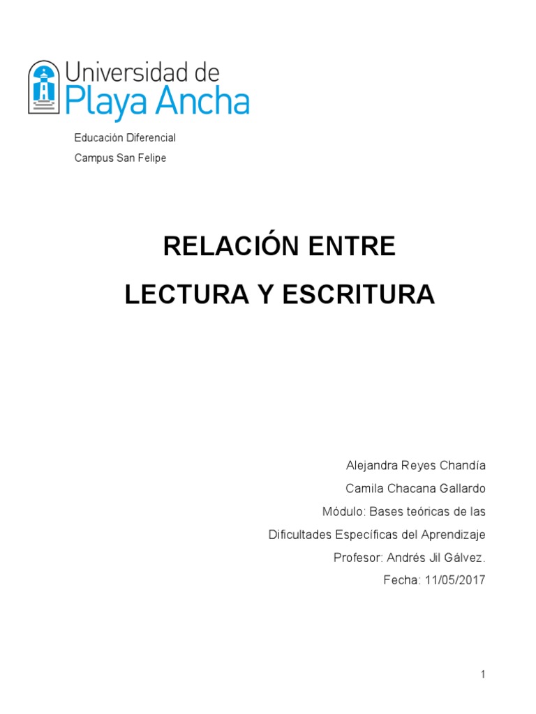 Relación Lectura Escritura | PDF | Lectura (proceso) | Percepción