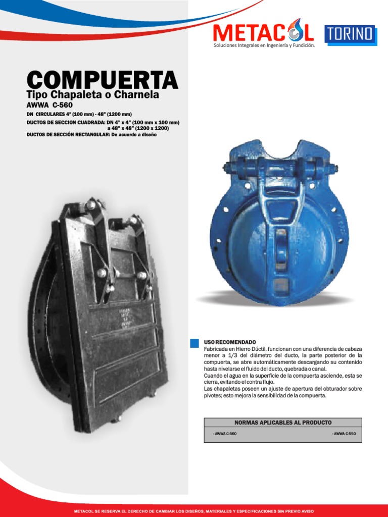 Compuerta Tipo Chapaleta o Charnela PDF | PDF | Tornillo | Bronce