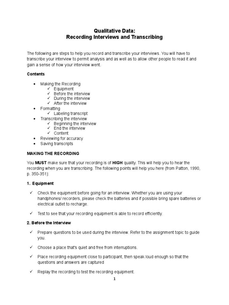 Recording and Transcribing | PDF | Interview | Bracket