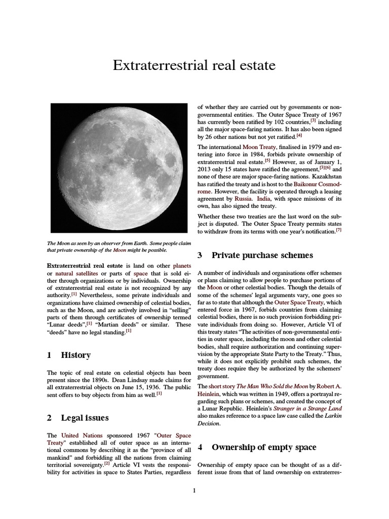 Extraterrestrial Real Estate Laws | PDF | Outer Space | Spaceflight