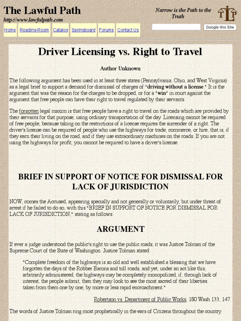 Right to Travel vs. Driver Licensing | PDF | Due Process | Fourteenth ...