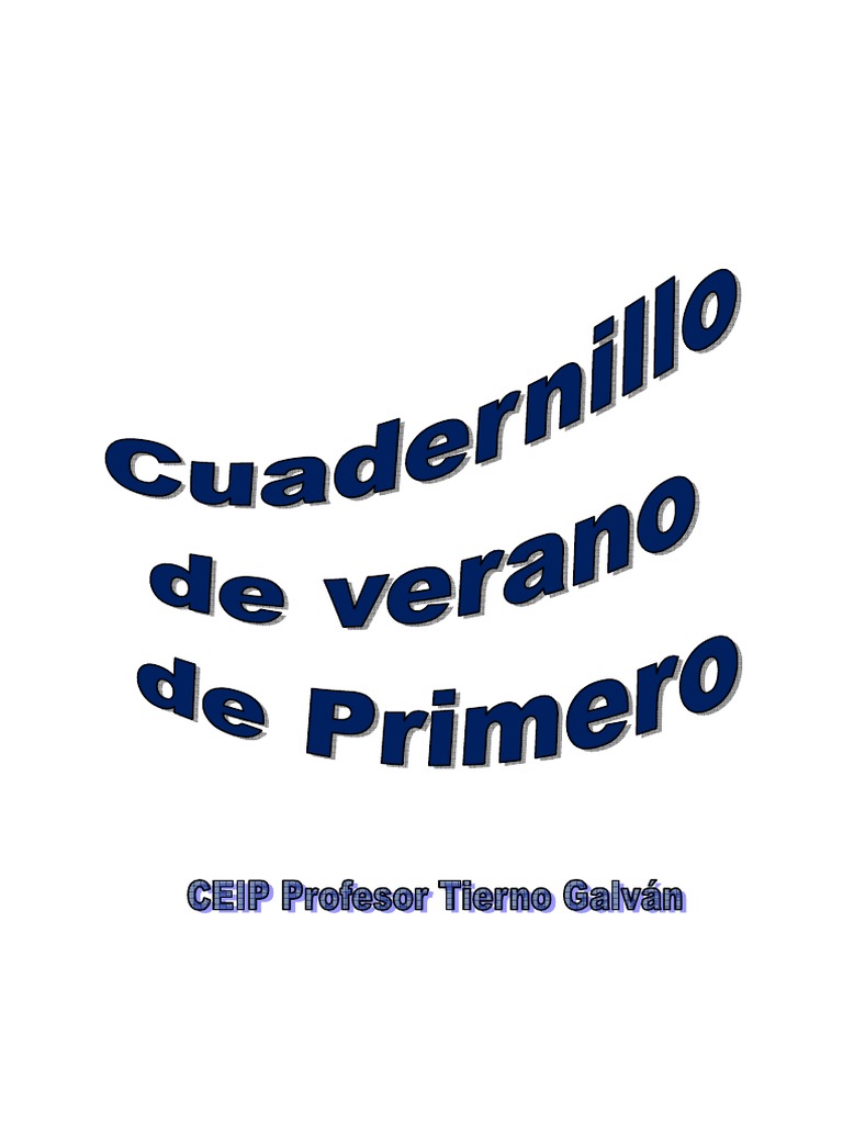 Cuadernillo de Verano Primero | PDF | Educación primaria | Educación ...