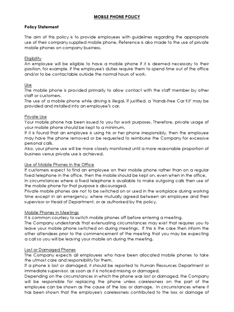 2012-07-27 Employee Relations Toolkit Cellular Phone Policy v3 | PDF ...