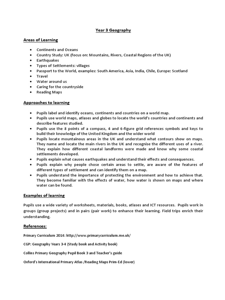 Year 3 Geography Curriculum Guide | PDF