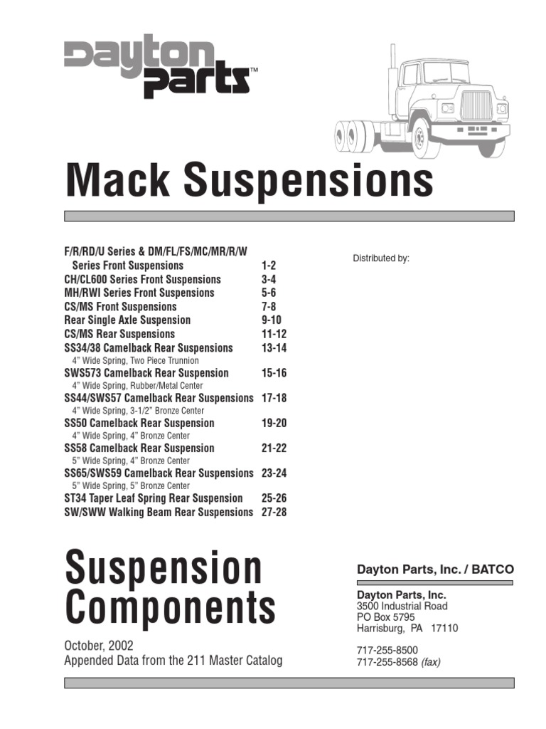 Mack Suspension Summary | PDF | Nut (Hardware) | Screw