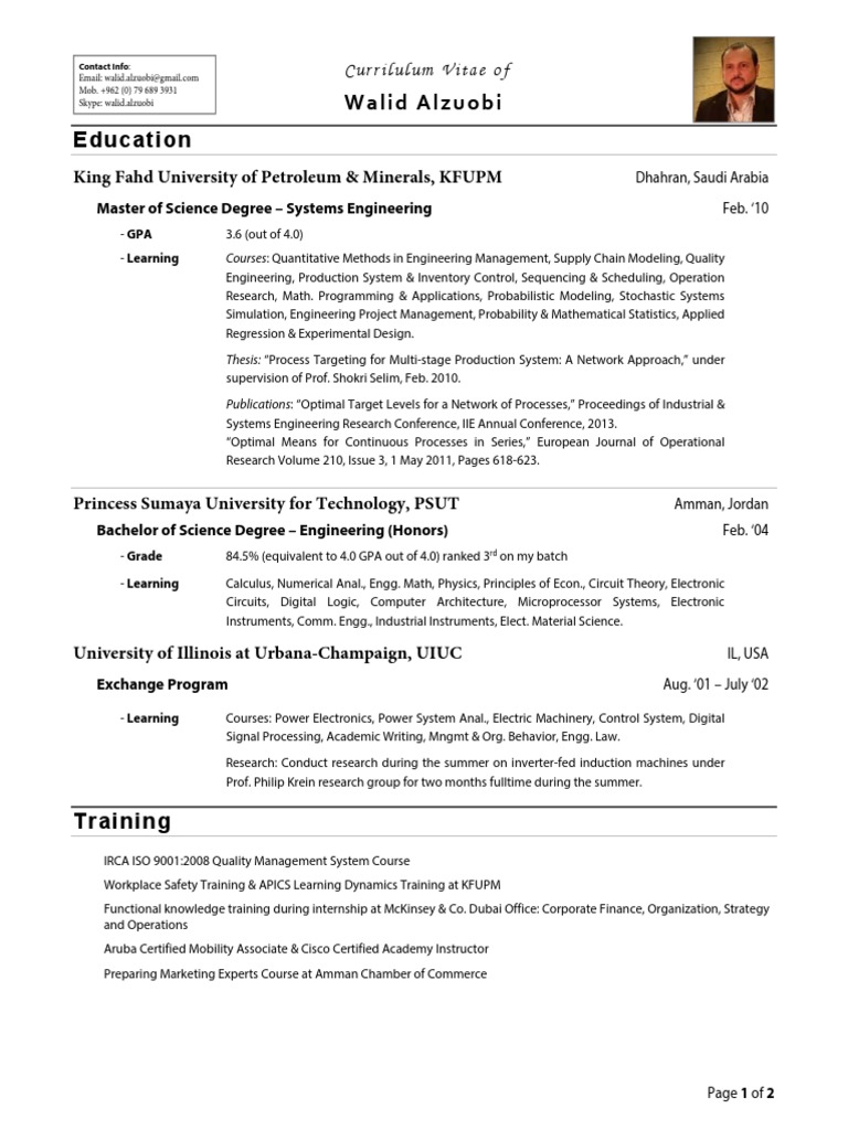 CV Walid | PDF | Stochastic Process | Engineering