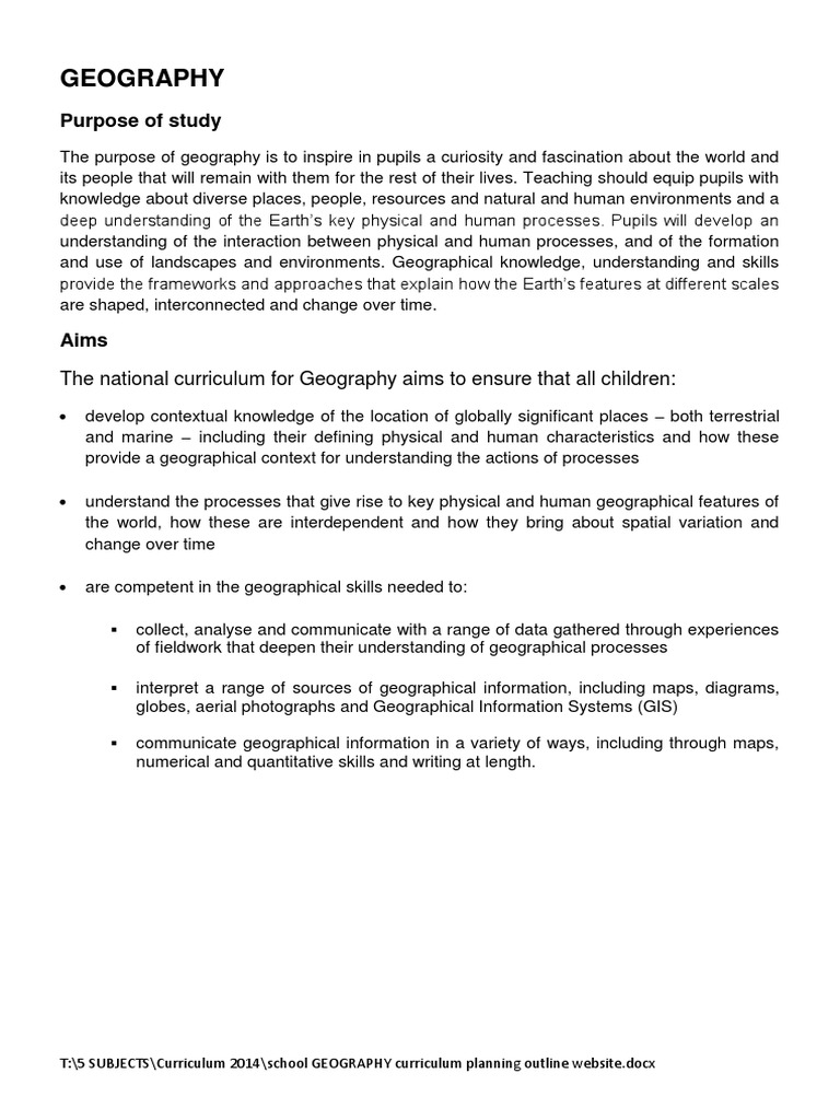 School GEOGRAPHY Curriculum Planning Outline Website | PDF | Geography ...