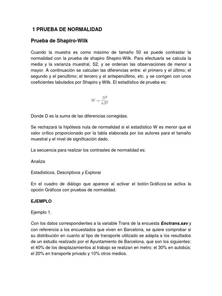 1 Prueba de Normalidad | PDF | Estadísticas | Hipótesis