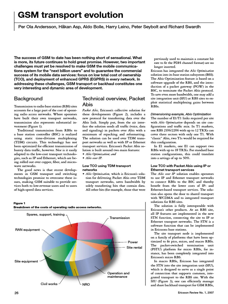 GSM Transport Evolution: Background Technical Overview, Packet Abis ...