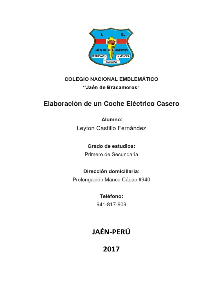 Proyecto de Carro Electrico Casero | PDF | Electricidad | Movimiento ...