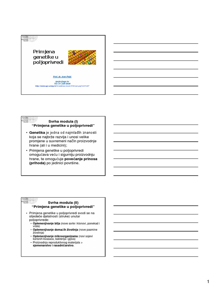 Primjena Genetike U Poljoprivredi | PDF