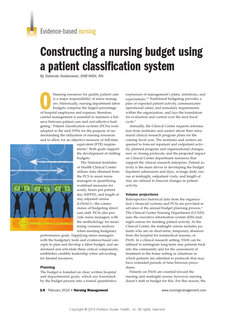 Constructing A Nursing Budget Using A Pateint Classification System ...