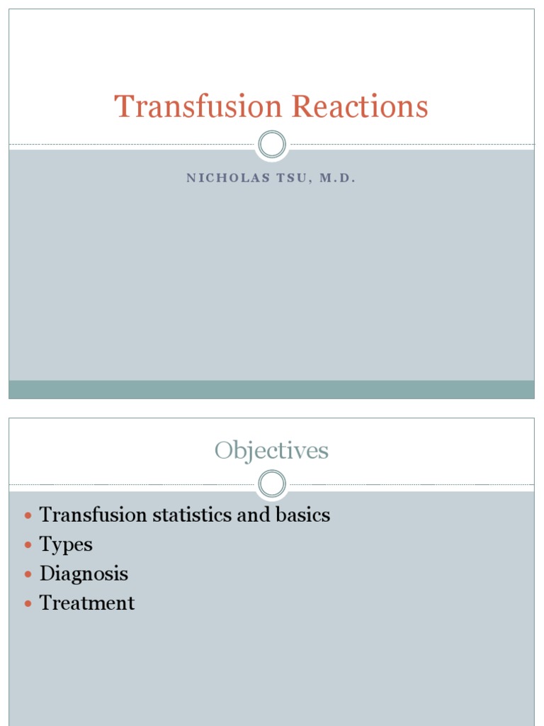 Transfusion Reactions Alpha | PDF | Blood Transfusion | Body Fluids