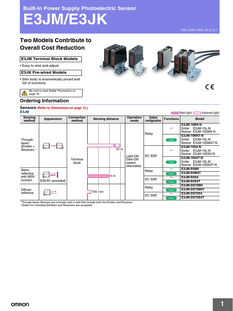 Datasheet Omron E3JM | PDF | Relay | Switch