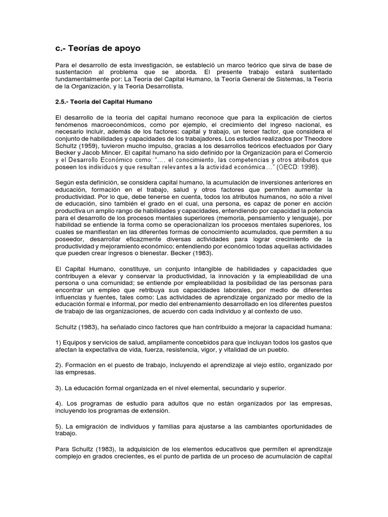 Resumen Teoria Capital Humano Gary Becker | PDF | Capital humano ...