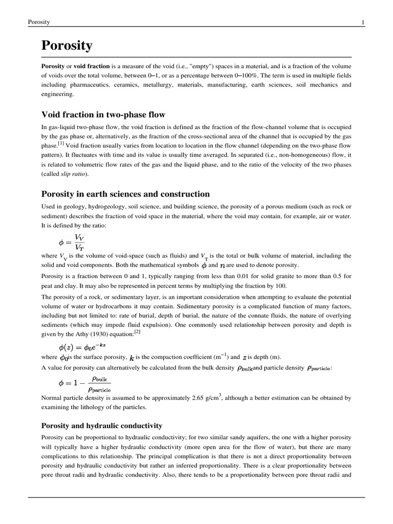 Porosity: Void Fraction in Two-Phase Flow | PDF | Porosity | Liquids