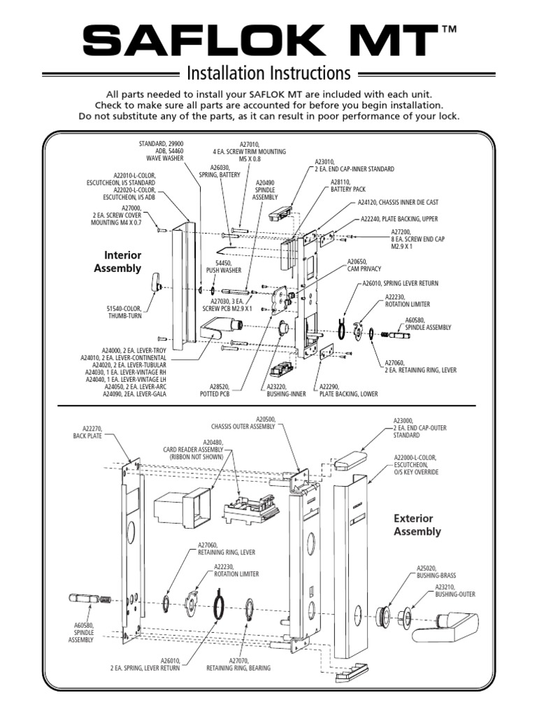 7 - MT Installation Instructions PDF | PDF | Lock (Security Device) | Screw