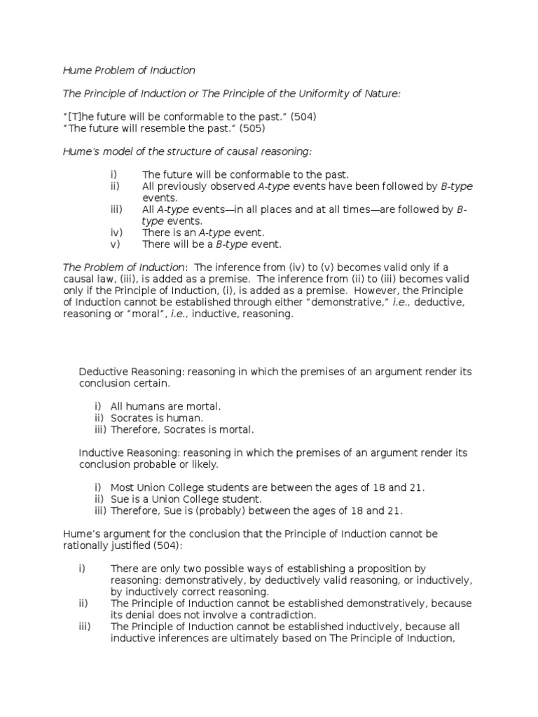 Hume Problem of Induction | PDF | Inductive Reasoning | Reason