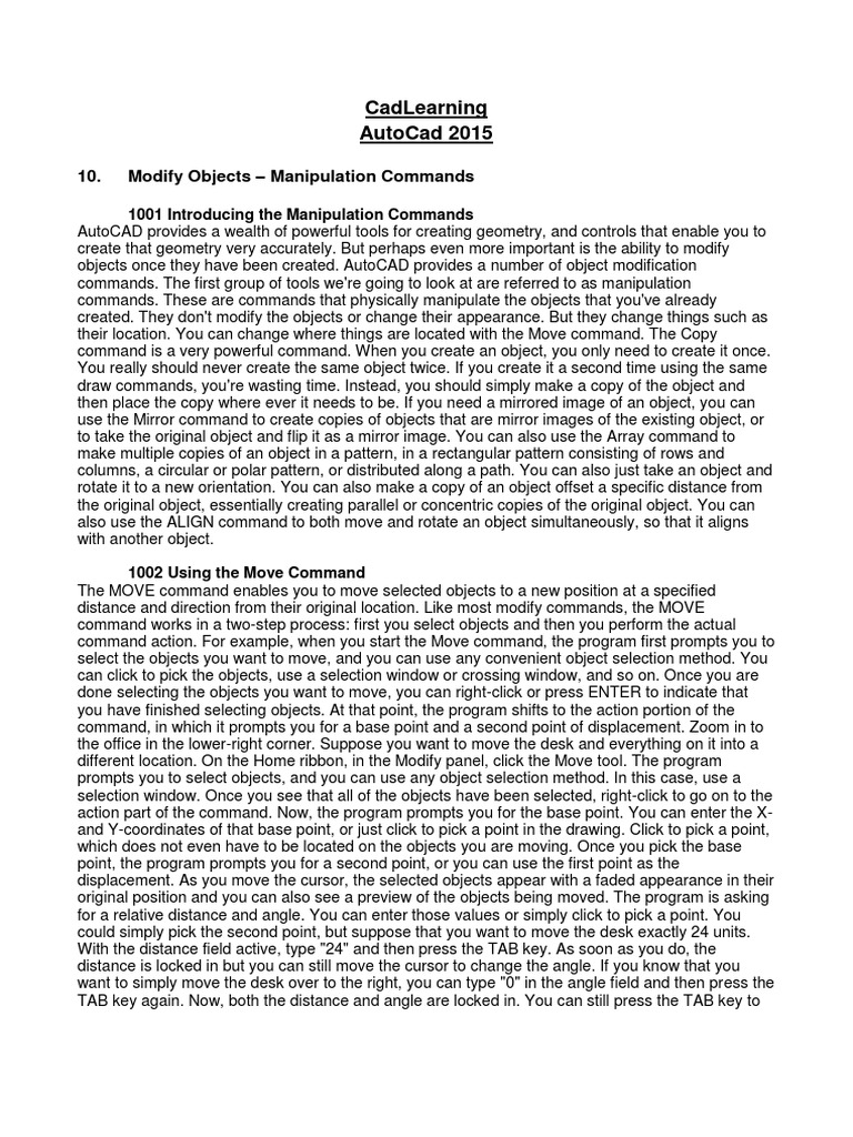 Modify Objects - Manipulation Commands | PDF | Array Data Structure ...