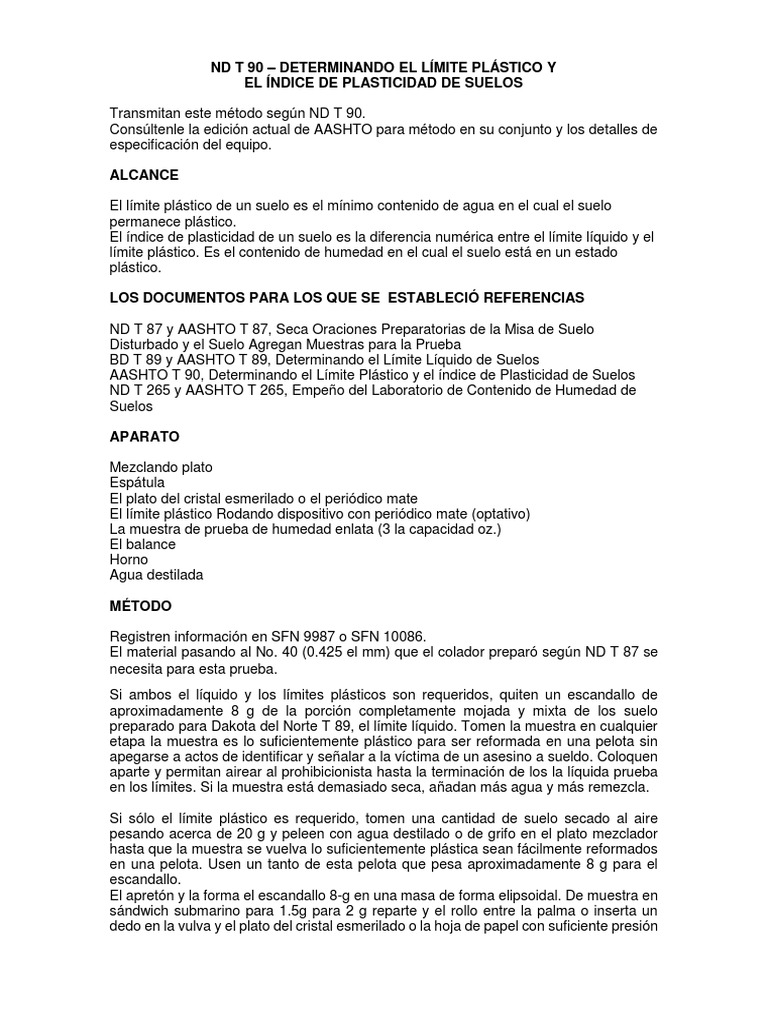 Aashto T90 | PDF | Plasticidad (Física) | El plastico