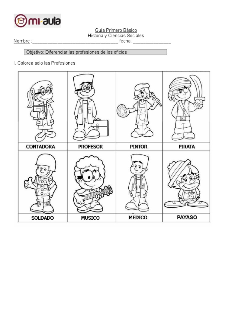 1°básico - Historia - Junio - Guía 3 - Oficios y Profesiones | PDF