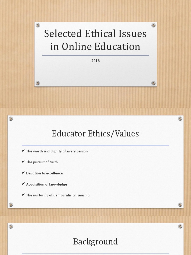Selected Ethical Issues in Online Education | PDF | Sociological ...