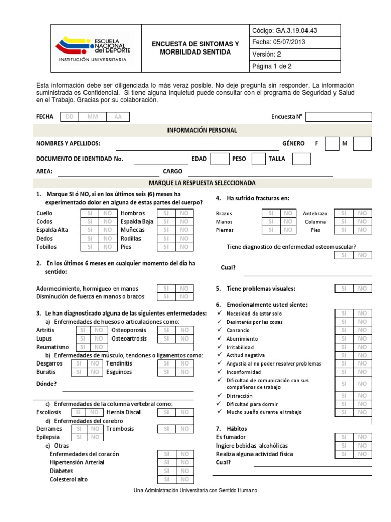 Encuesta de Morbilidad Sentida PDF | Medicina CLINICA | Enfermedades y ...