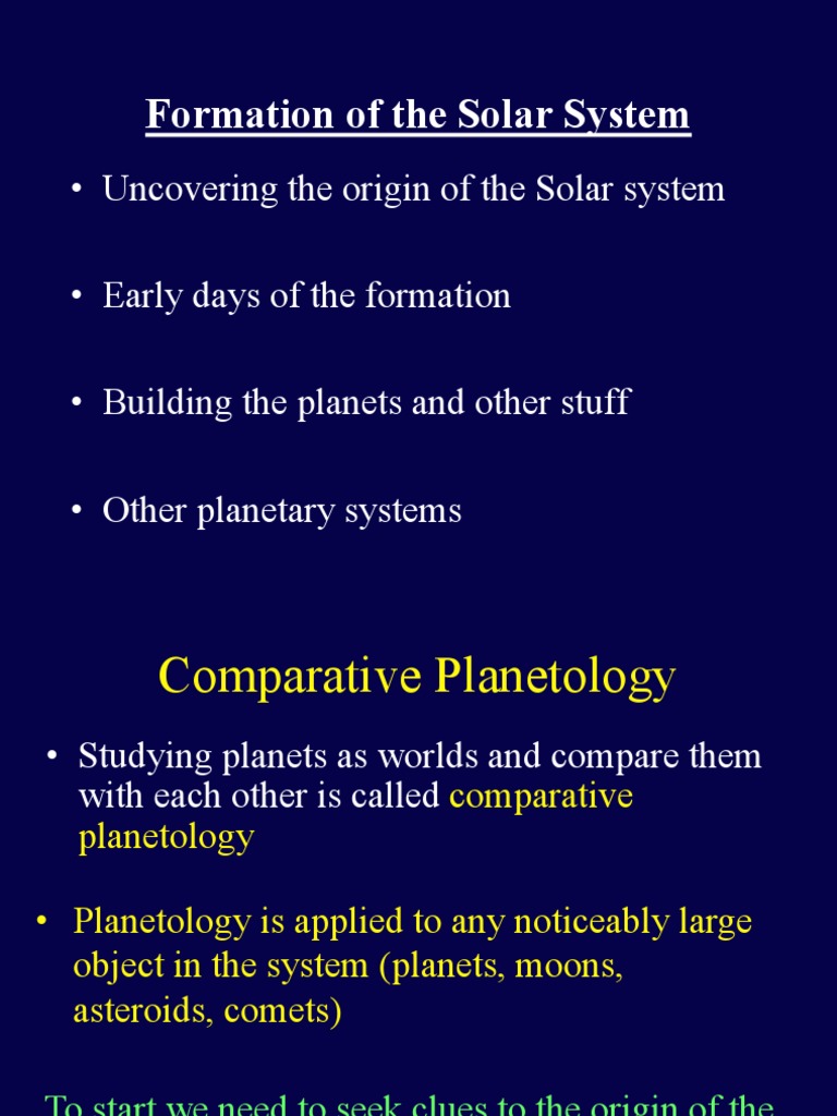 Formation of the Solar System | Solar System | Formation And Evolution ...