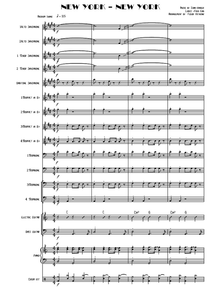 NEW YORK - NEW YORK-big Band Score PDF | PDF | Jazz | American Styles ...