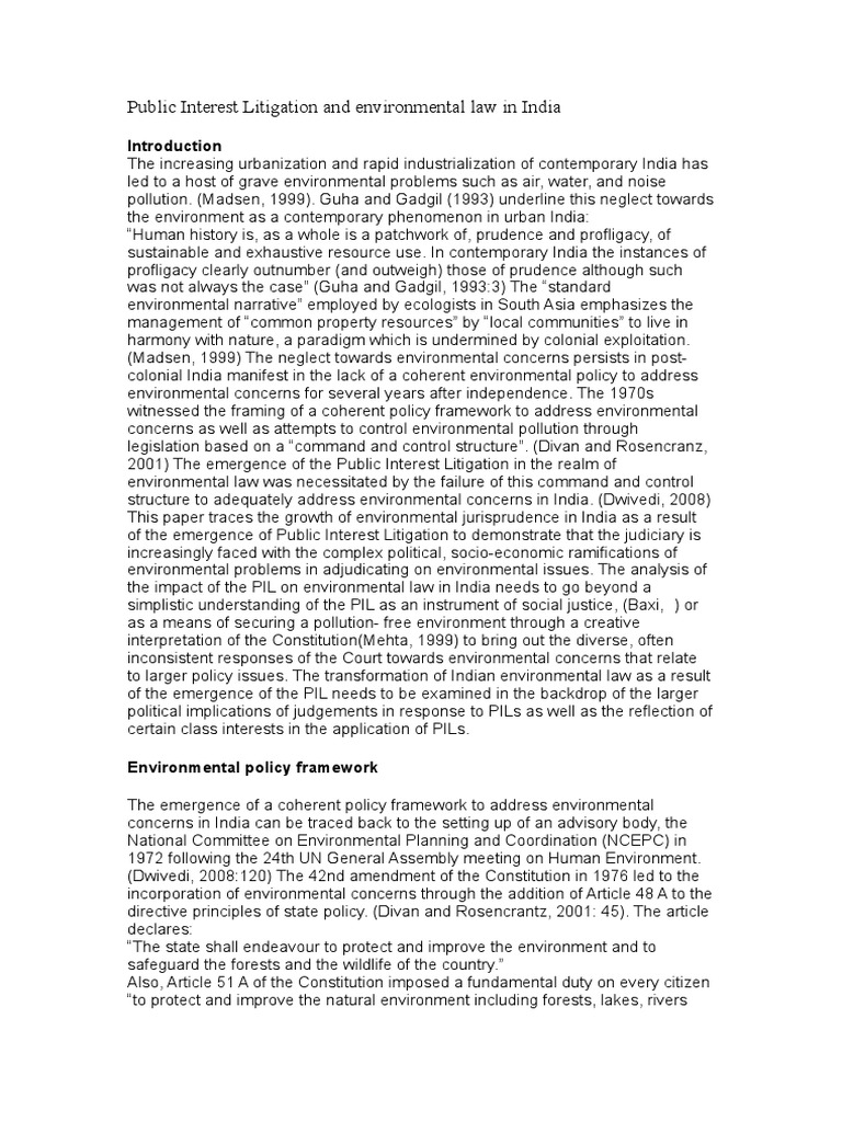 Public Interest Litigation and Environment Law | Environmental Law ...