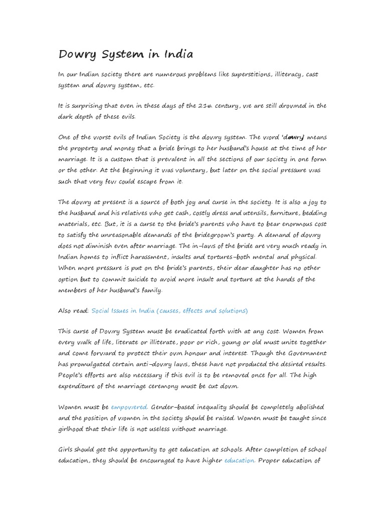 Dowry System in India | PDF | Intimate Relationships | Marriage