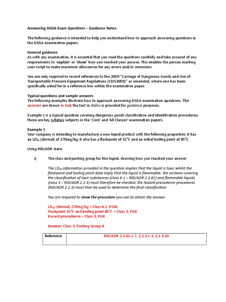 Sample Papers Guidance Notes | Download Free PDF | Dangerous Goods ...