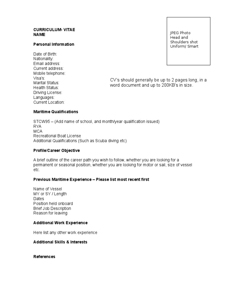 Curriculum-Vitae Name Personal Information | PDF