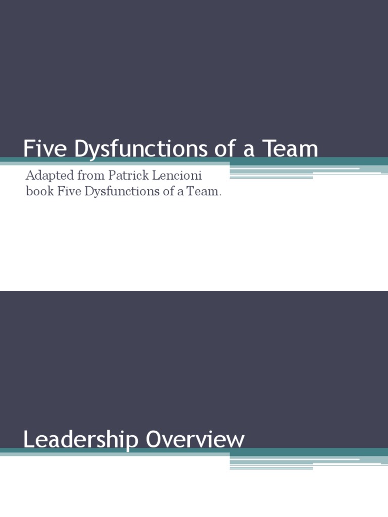 Overcoming the Five Dysfunctions of a Team: Leadership Strategies for ...