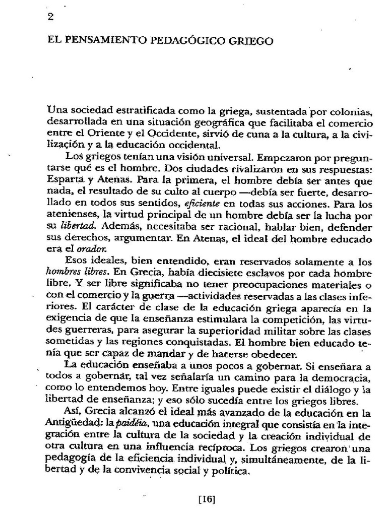 Pensamiento Pedagogico Griego | PDF