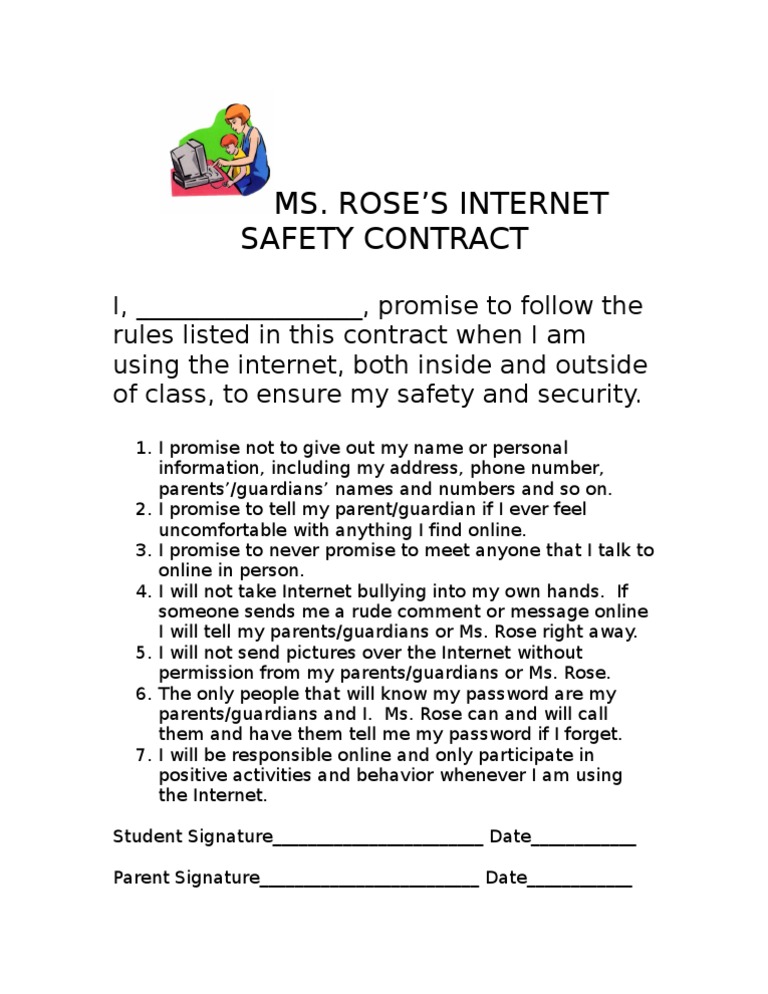 Internet Safety Contract for Students | PDF | Social Science