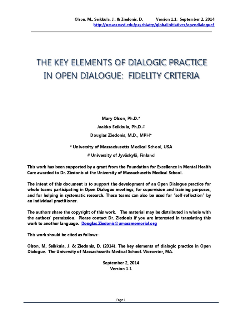 The Key Elements of Dialogic Practice | PDF | Dialogue | Psychotherapy