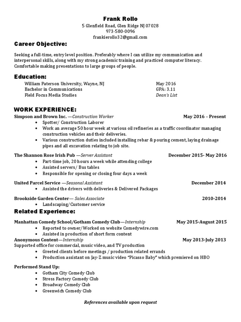 Frank Rollo Resume 6-6-2017 | PDF | Computing And Information ...
