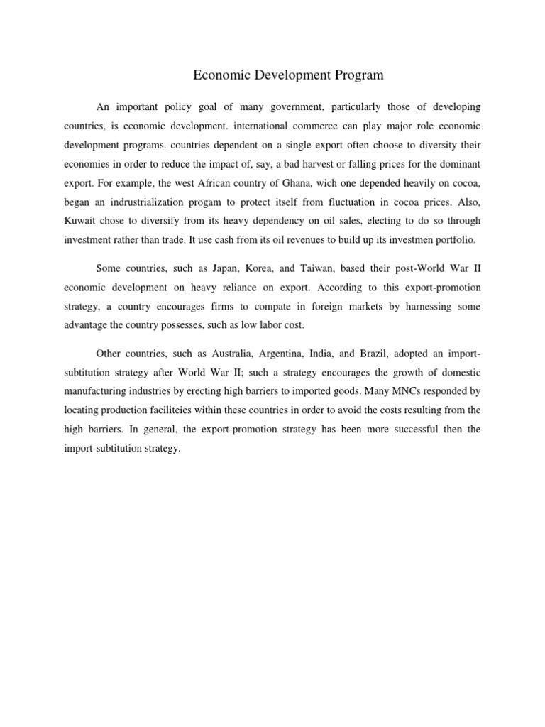 Economic Development Program | PDF | Exports | Economic Development