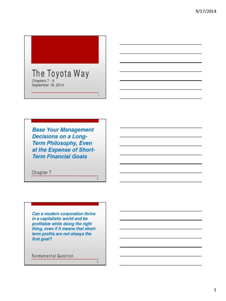 The Toyota Way - Chapters 7 - 9 | PDF | Toyota | Economies