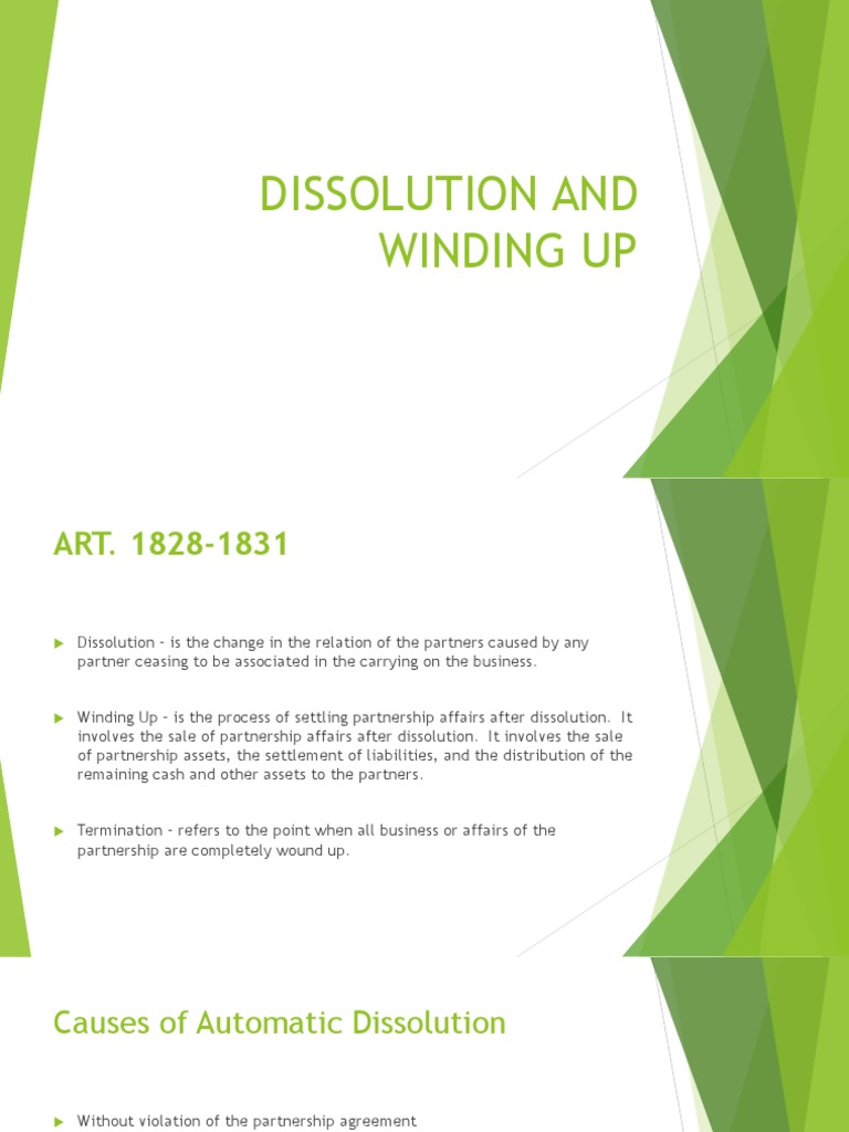Dissolution and Winding Up | PDF | Partnership | Liquidation
