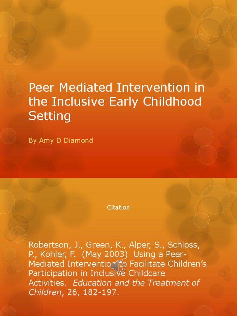 Peer Mediated Intervention in The Inclusive Early Childhood | PDF