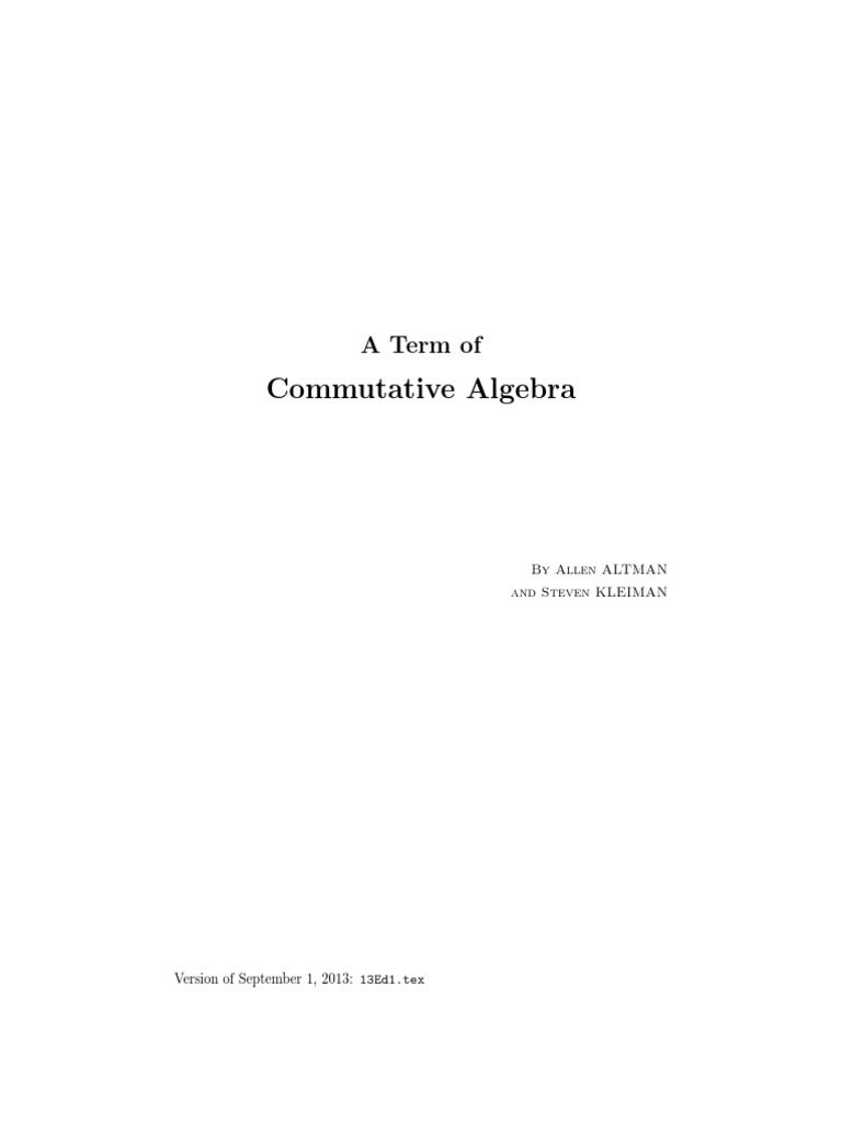 Commutative Algebra Textbook | PDF | Ring (Mathematics) | Field ...