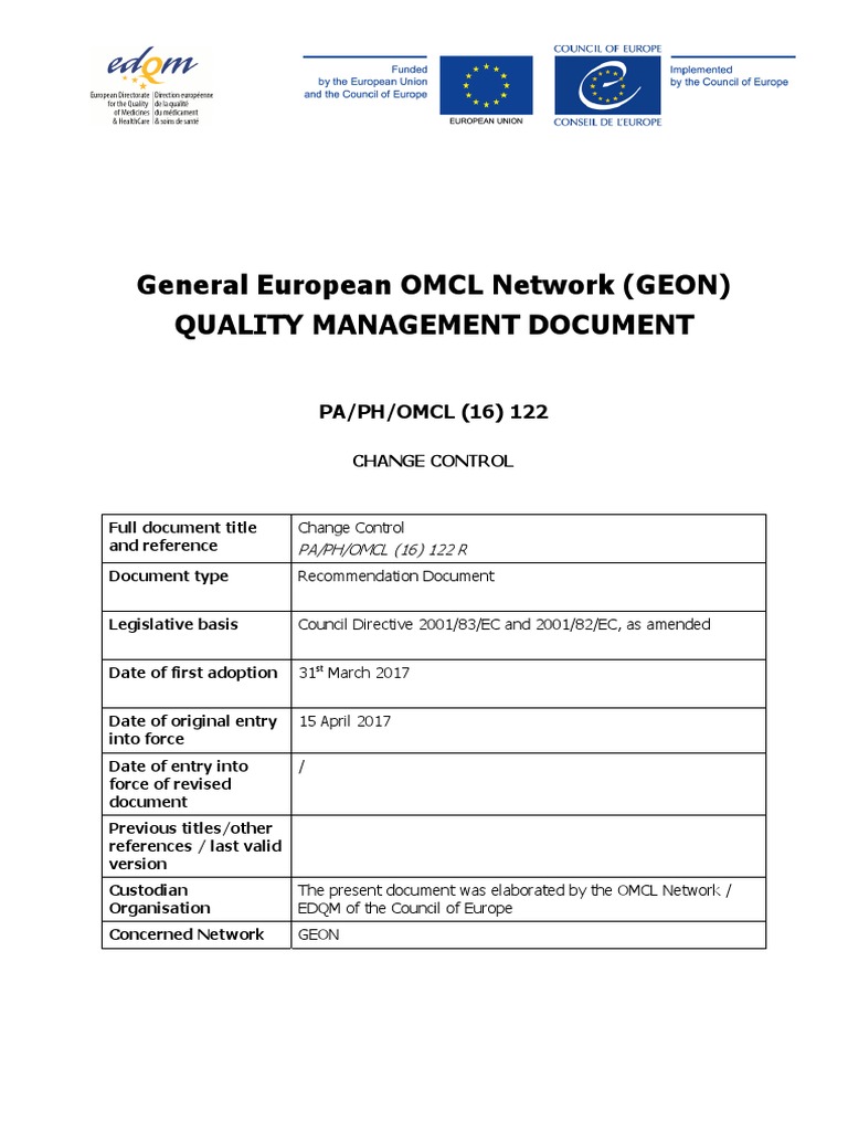 Change Control in Quality Management | PDF | Verification And ...