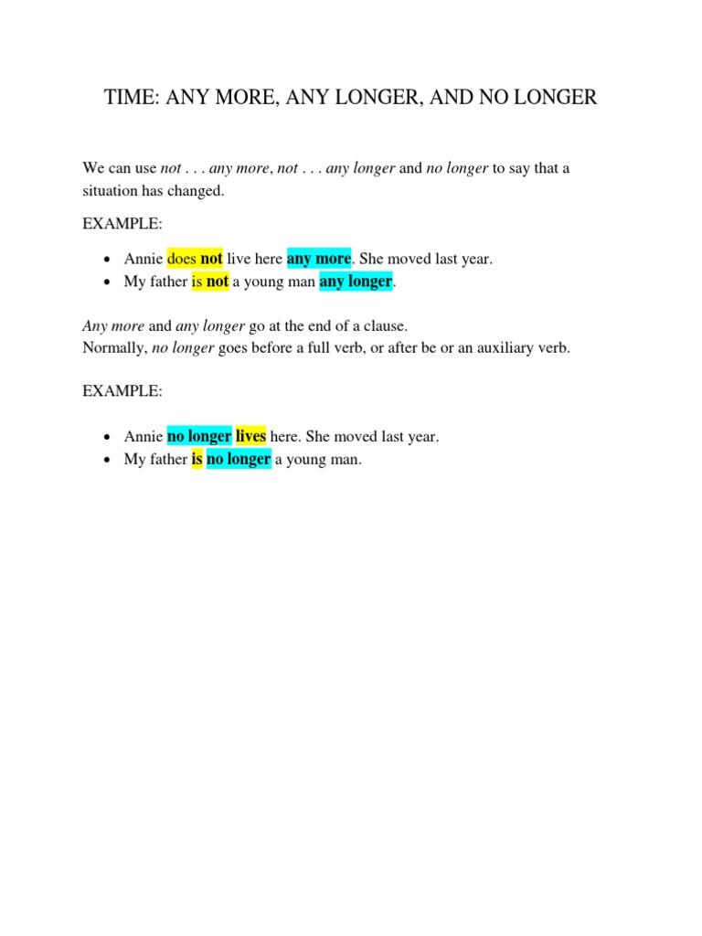 Using "any more", "any longer" and "no longer | PDF