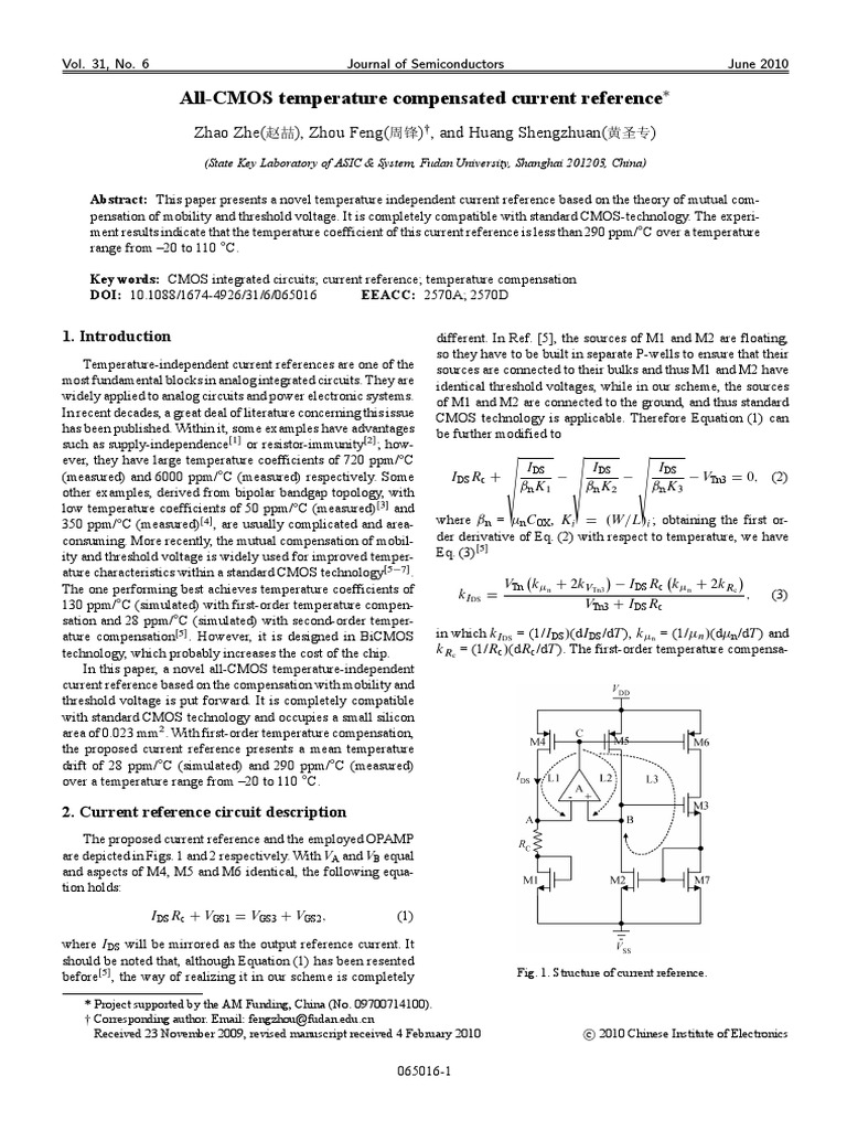 All-CMOS Temperature Compensated Current Reference: Zhao Zhe, Zhou Feng ...