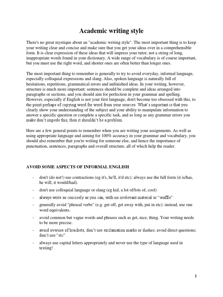 Academic Writing Style | Phrase | Verb