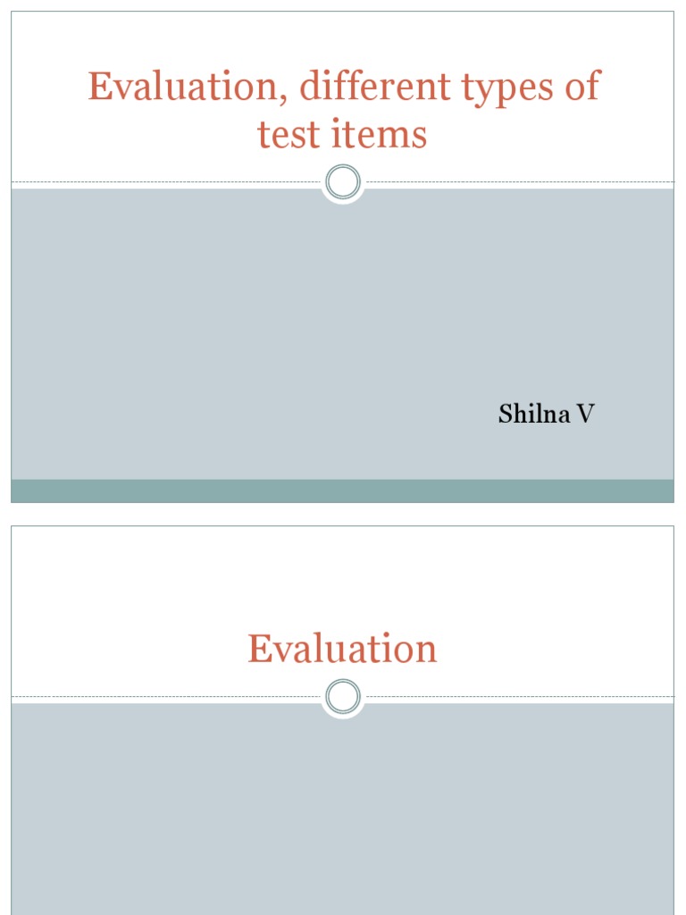 Evaluation, Different Types of Test Items | PDF | Test (Assessment ...