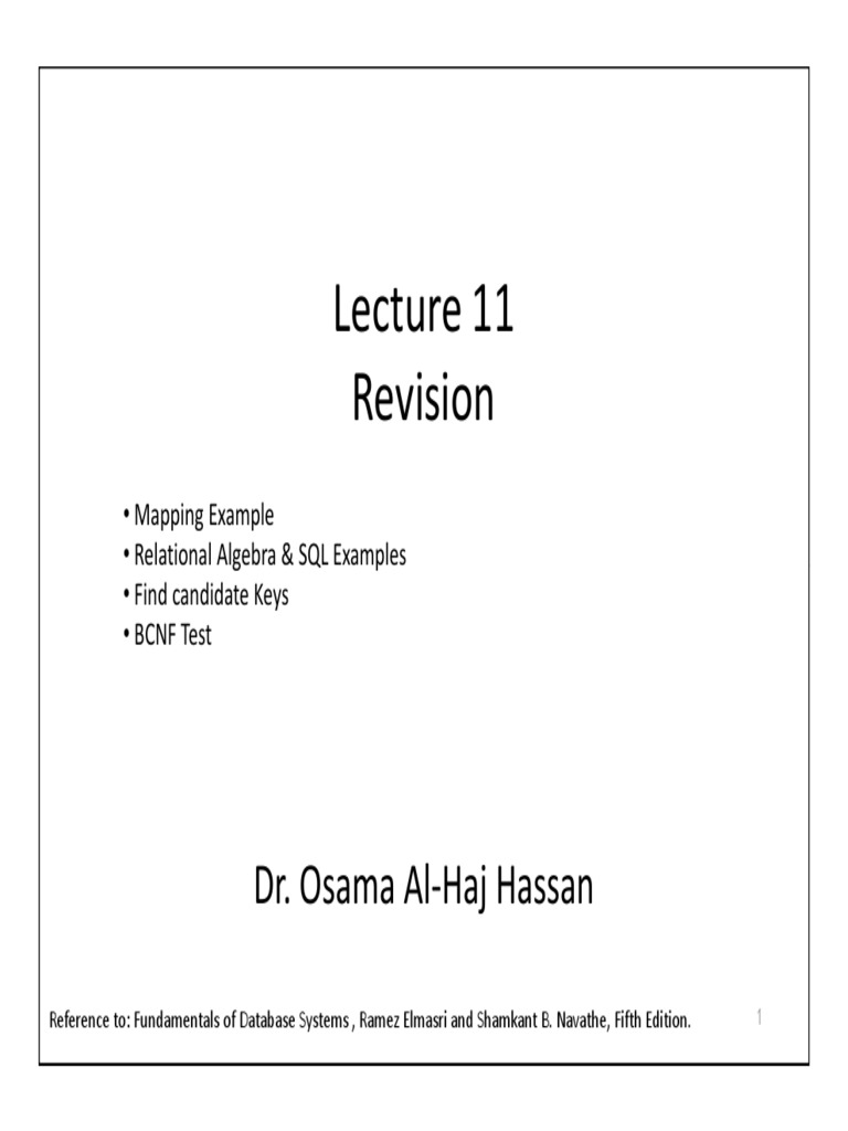 An In-Depth Review of Relational Algebra, SQL Examples, Candidate Keys ...