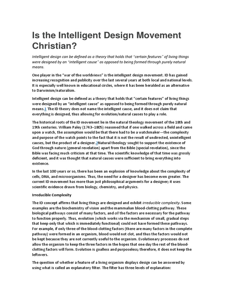 Is The Intelligent Design Movement Christian | PDF | Creationism ...